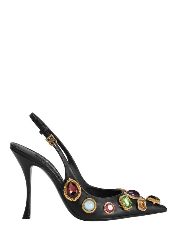 Dolce & Gabbana Slingback With Stone Embroidery - Multicolor