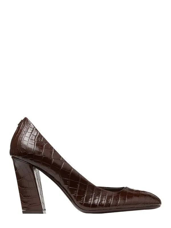 JIMMY CHOO Farren 85 Croc-embossed Leather Pumps - Brown