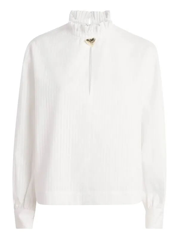 Claudie Pierlot Cotton Ruffled Collar Blouse - White