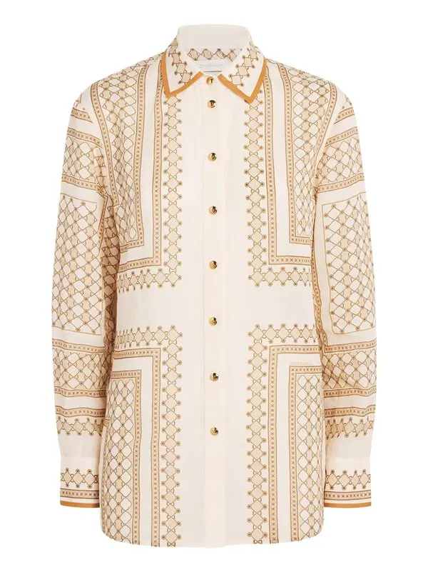 Zimmermann Ramie Geometric Shirt - Nude