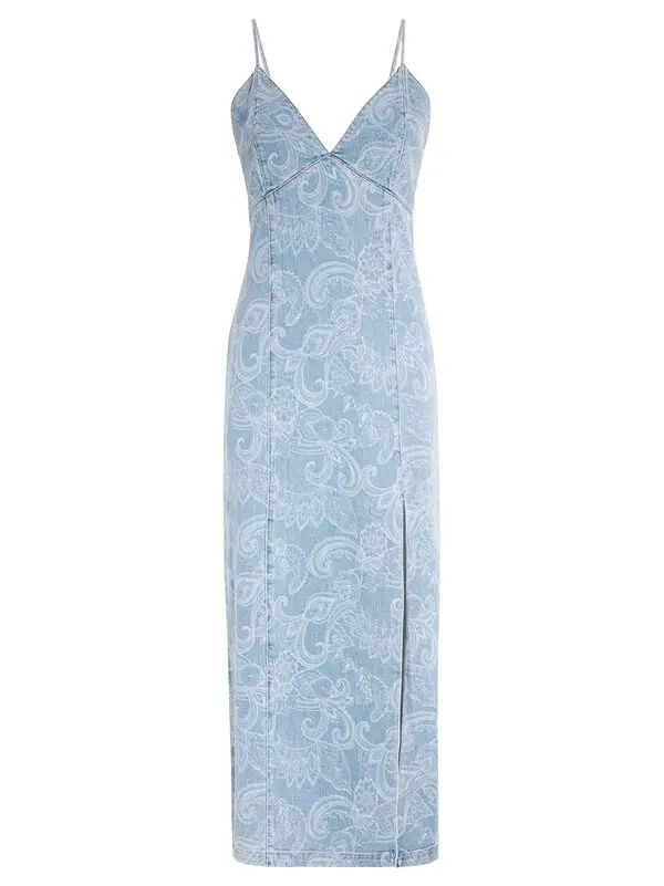 Alice + Olivia Denim Julietta Midi Dress - Blue