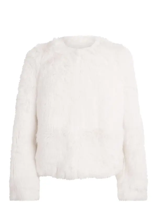 Maje Faux Fur Cropped Jacket - Beige