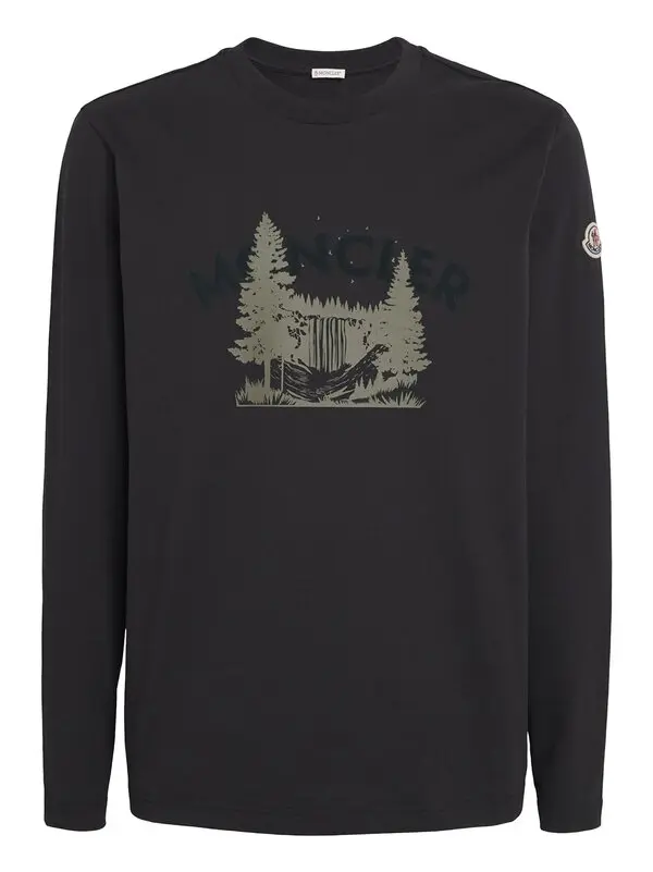 Moncler Organic Cotton Logo Long-sleeve T-shirt - Grey