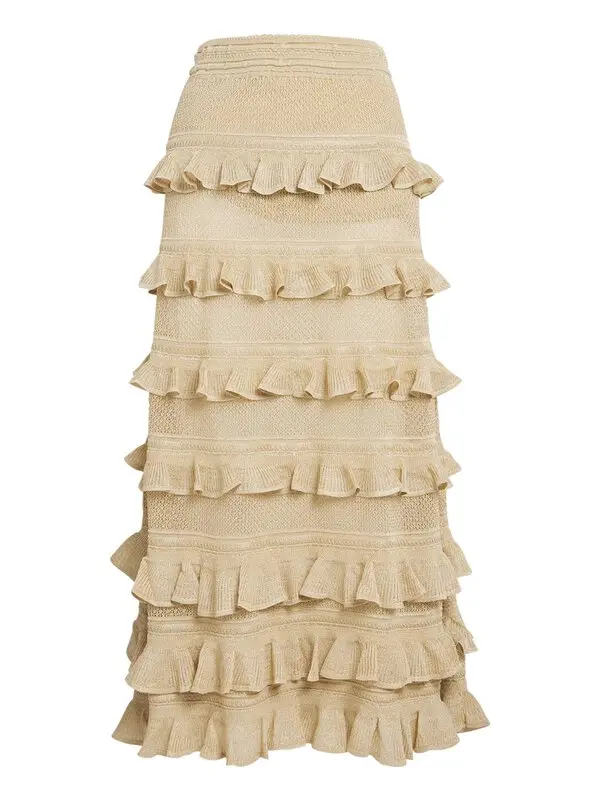 Zimmermann Knit Hypnotic Midi Skirt - Gold