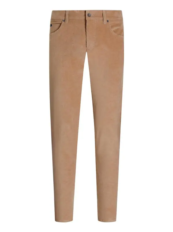 Dolce & Gabbana Regular Fit Cotton And Cashmere Trousers - Beige
