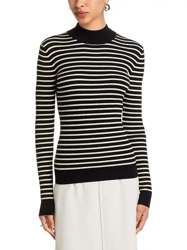Essentiel Antwerp Ifrancis Striped Turtleneck Pullover Sweater - Black