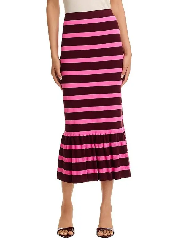Essentiel Antwerp Iluminous Striped Knit Skirt - Margot Mauve