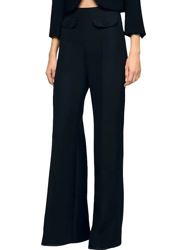 Sandro Monceau Wide Leg Trousers - Black