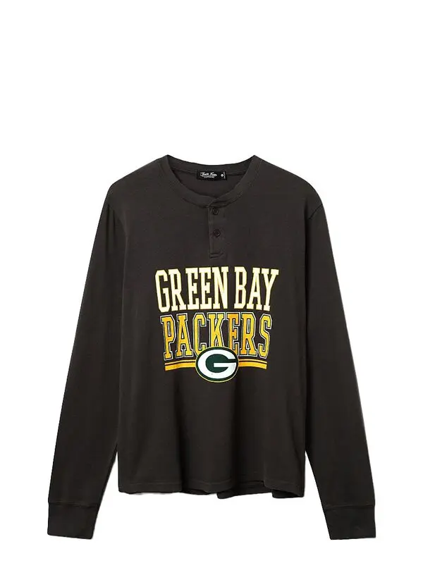 Junk Food Clothing Nfl Green Bay Packers Long Sleeve Henley - Vintage Black