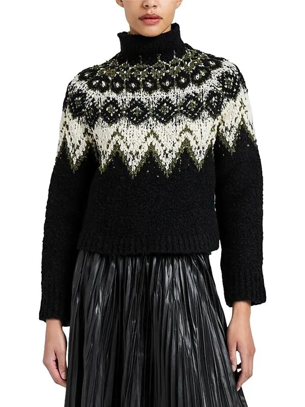 Proenza Schouler White Label Lizzy Textured Fair Isle Sweater - Black Multi