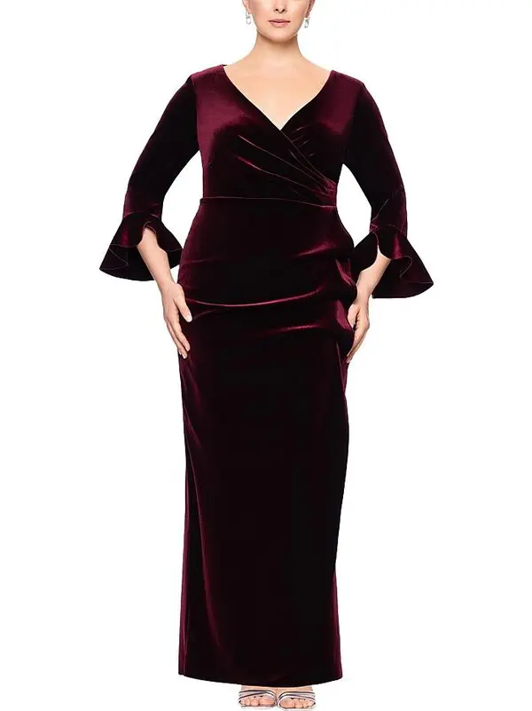 Betsy & Adam Velvet Gown - Wine