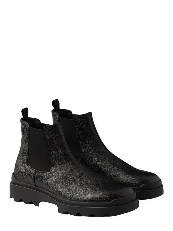 Prada Printed Leather Chelsea Boots - Black
