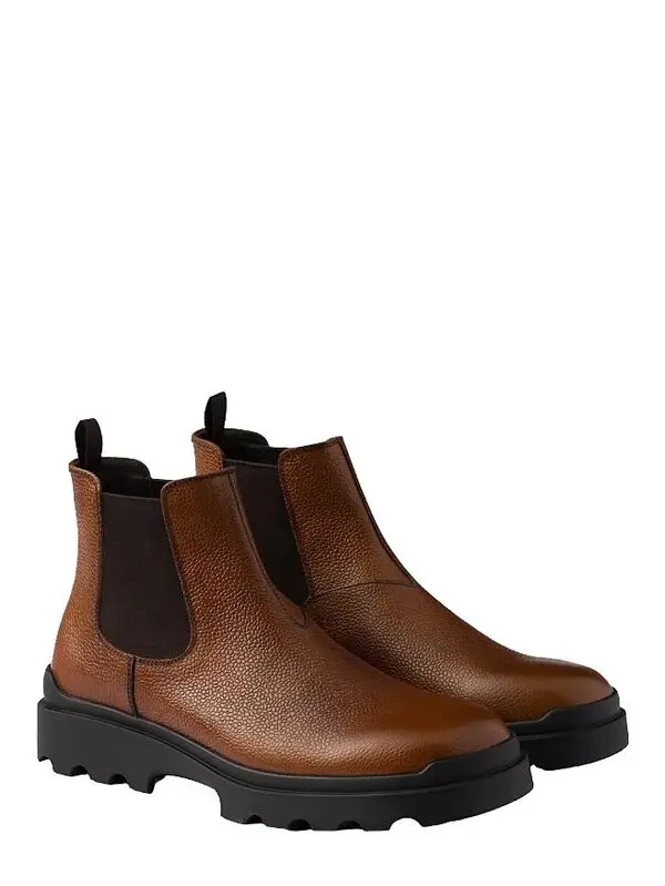 Prada Printed Leather Chelsea Boots - Brown