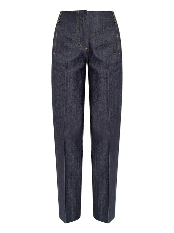 Tory Burch Straight-leg Pleated Jeans - Navy Blue