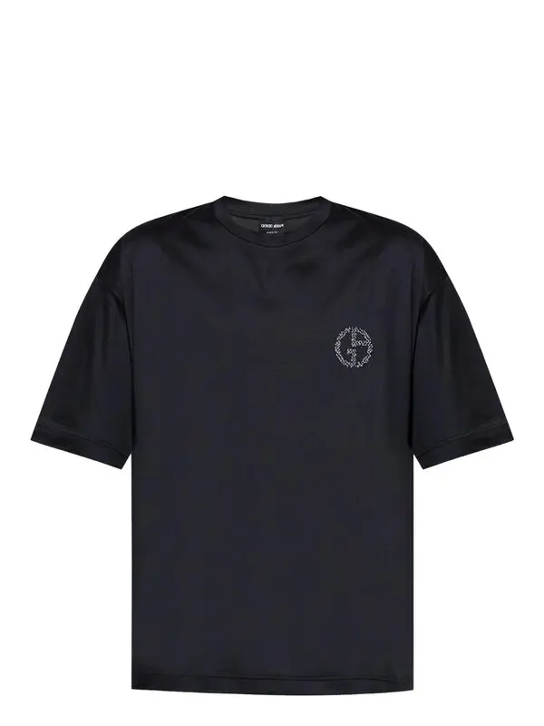 Giorgio Armani T-shirt With Embroidered Logo - Black