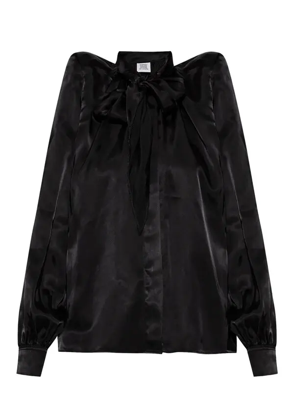 Vetements Shoulder Pad Shirt With Bow Detail - Black