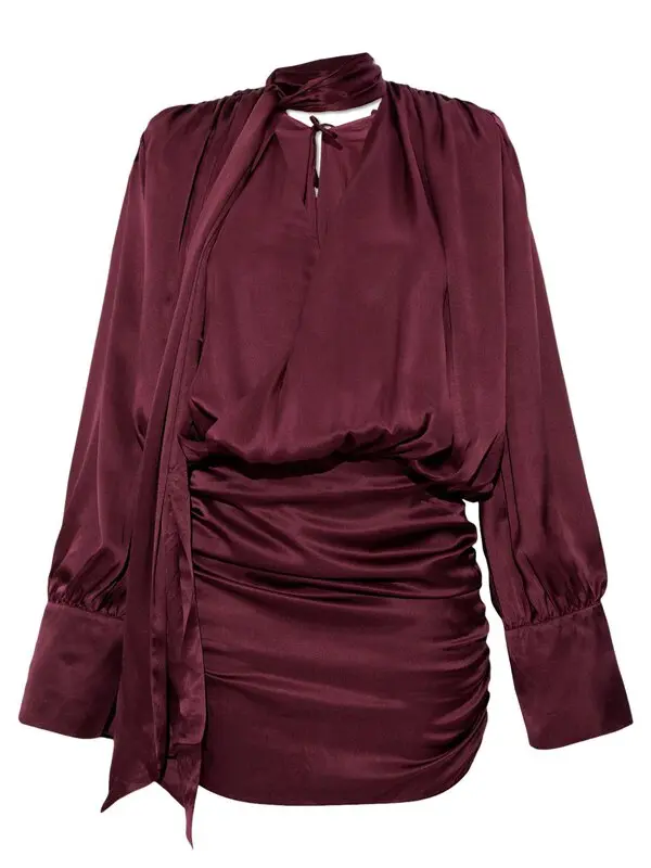 ROTATE BY BIRGER CHRISTENSEN Silk Mini Dress - Burgundy