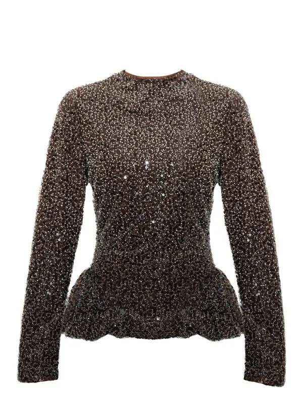 Remain Birger Christensen Sequin Long Sleeve Top - Brown