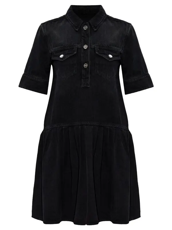 GANNI Denim A-line Shirt Dress - Black