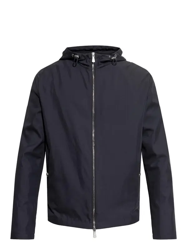 Eleventy Silk Hooded Jacket - Navy Blue