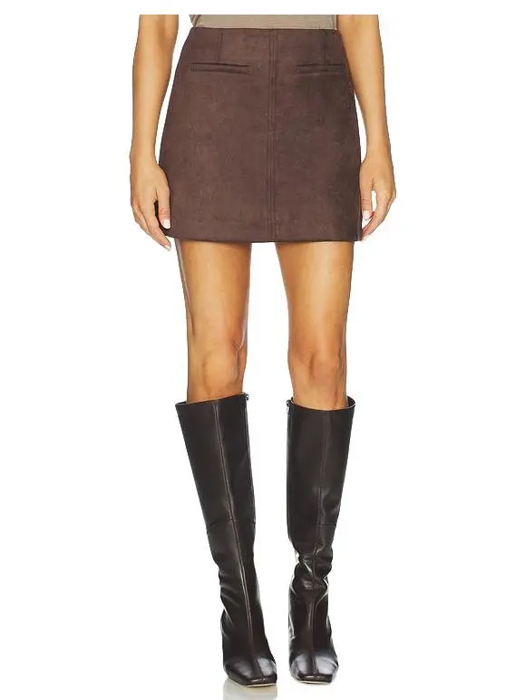 ELODIE THE LABEL Vegan Suede Mini Skirt - Deep Mahogany