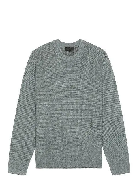 Vince Cashmere Thermal Crewneck Sweater - Medium Heather Grey & Parlor Blue