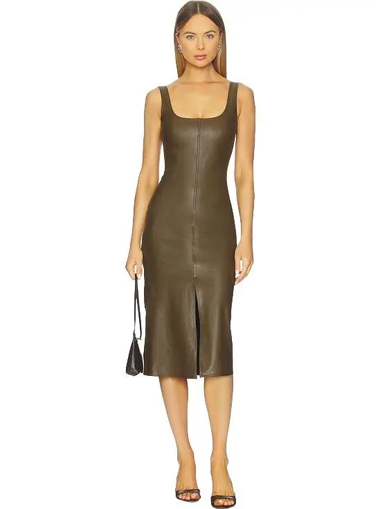 Commando Faux Leather Midi Tank Dress - Cadet