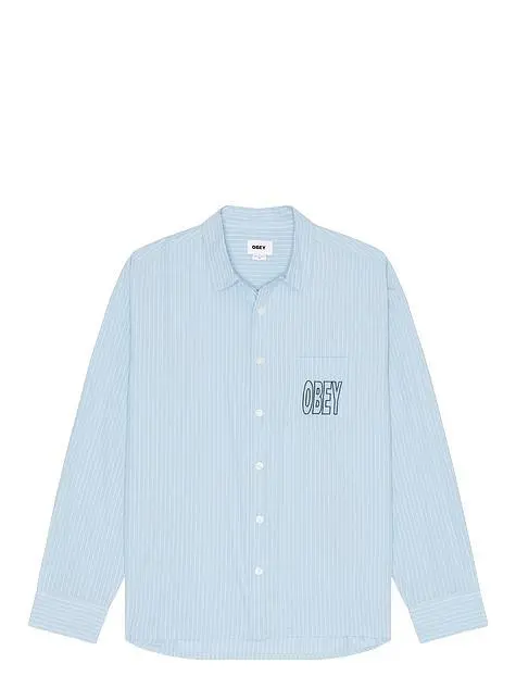 Obey Bigwig Blueprint Woven Shirt In Blue - Cerulean Multi