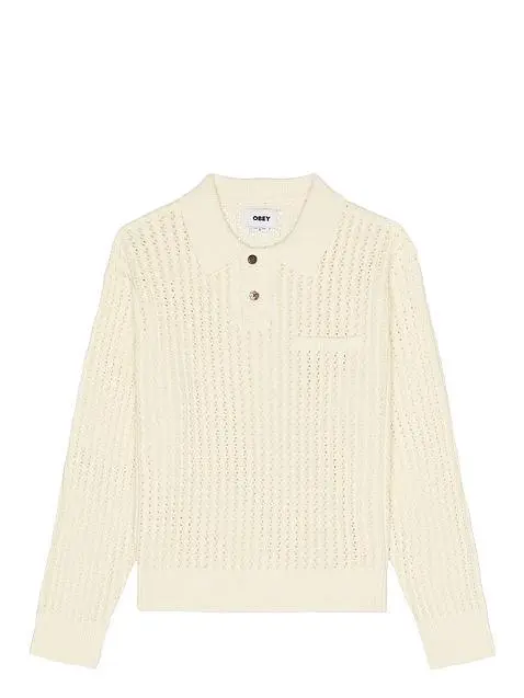 Obey Duane Sweater Polo In Cream - Natural