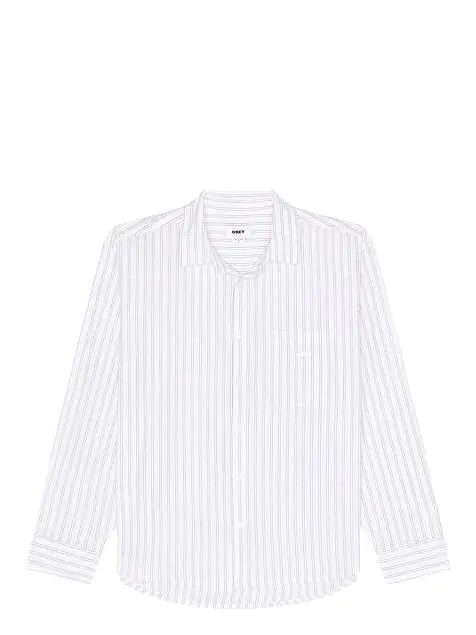Obey Faro Woven Shirt In White - White Multi