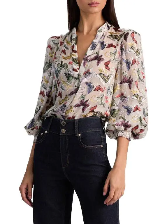 Alice + Olivia Sheila Butterfly Print Blouse - Spread Your Wings