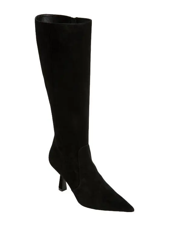 STUART WEITZMAN Pointy Toe Knee High Boots - Black Suede