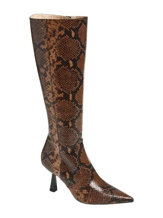 STUART WEITZMAN Pointy Toe Knee High Boots - Espresso Snake