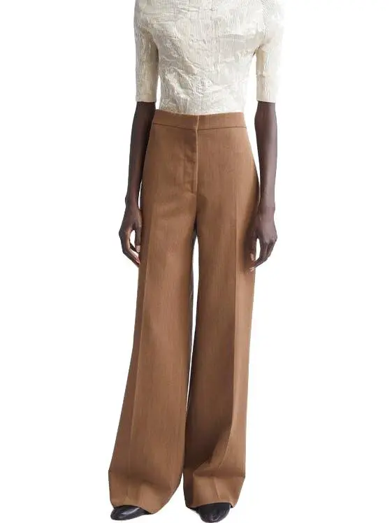 FFORME Agel Tailored Wide-leg Virgin Wool Trousers - Camel Melange