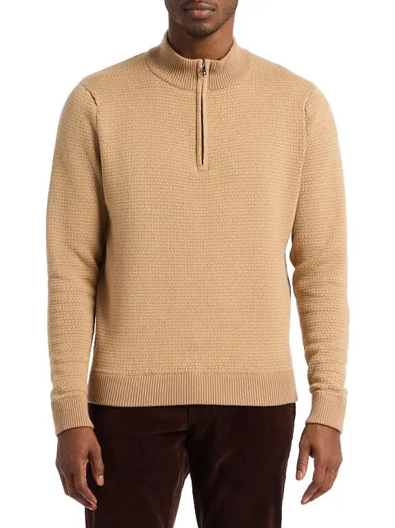 Robert Graham Cotton & Silk Quarter Zip Sweater - Camel
