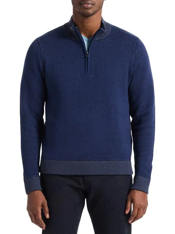Robert Graham Cotton & Silk Quarter Zip Sweater - Navy