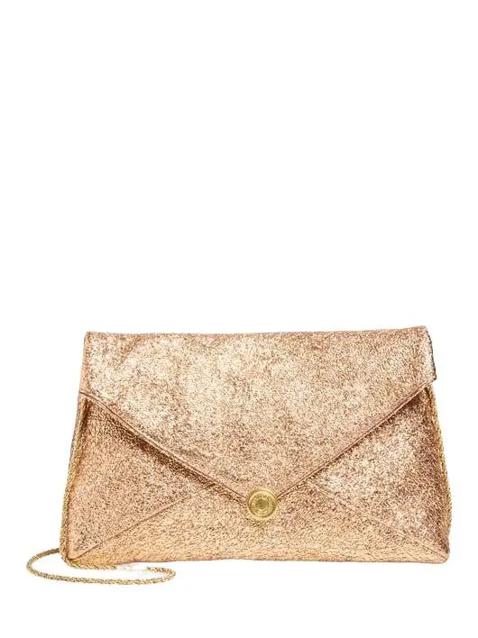 Dries Van Noten Metallic Leather Envelope Clutch - Salmon 354