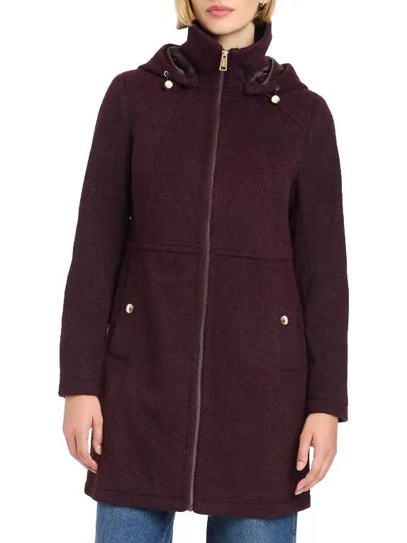Vince Camuto Walking Coat With Removable Hood - Burgundy