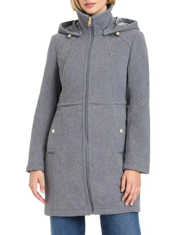 Vince Camuto Walking Coat With Removable Hood - Heather Gray