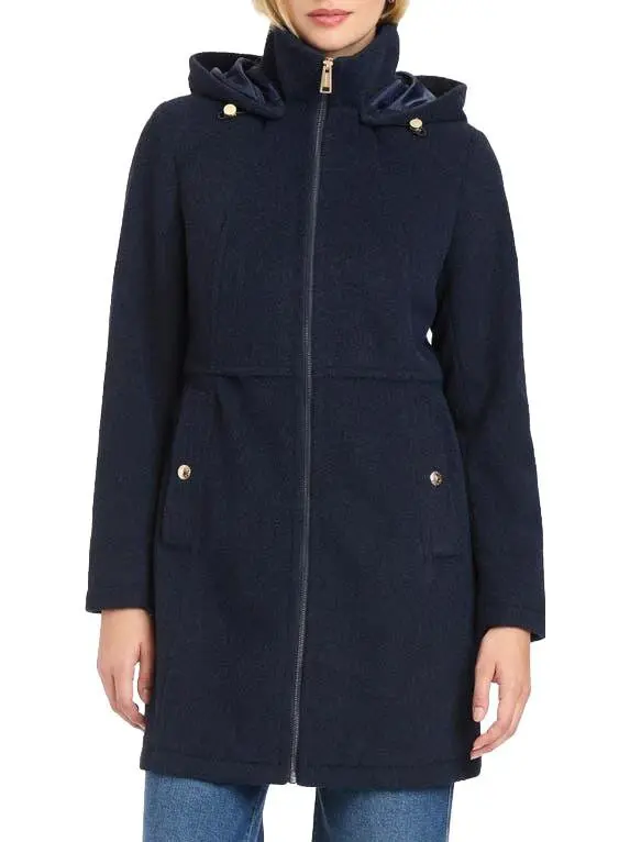Vince Camuto Walking Coat With Removable Hood - Navy