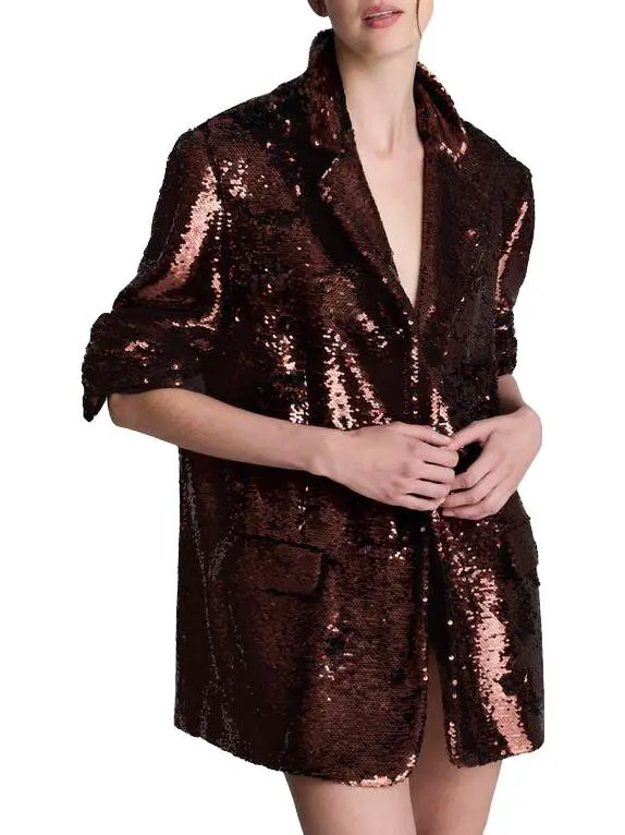 KENNETH COLE Sequin Wrap Jacket - Spiced Brandy