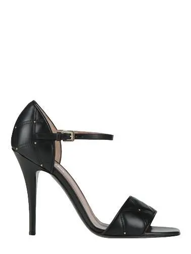 POLLINI Leather Ankle Strap Sandals - Black