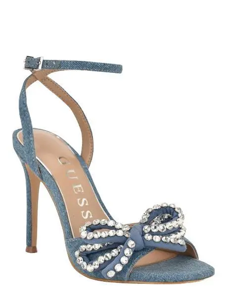 Guess Ankle Strap Stiletto Sandals - Denim