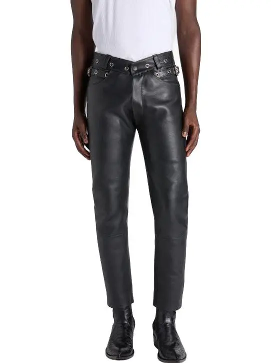 TOM FORD Grained Leather Biker Tapered Pants - Lb999 Black