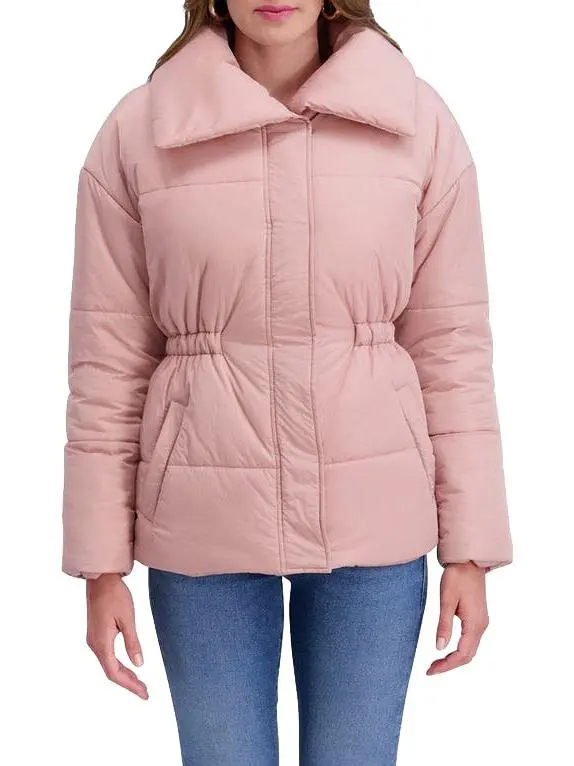 Kensie Envelope Collar Puffer Coat - Rose