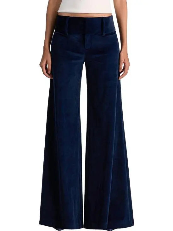 Alice + Olivia Olivia Velvet Flare Leg Pants - Dark Midnight Blue
