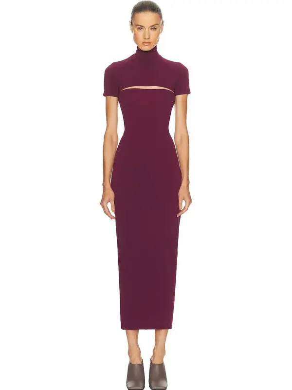 Alaïa Cut-out Tube Dress With Detached T-shirt - Burgundy