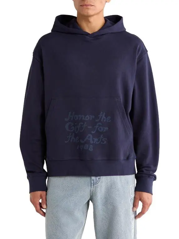 HONOR THE GIFT Cotton-fleece Reverse Hoodie - Navy