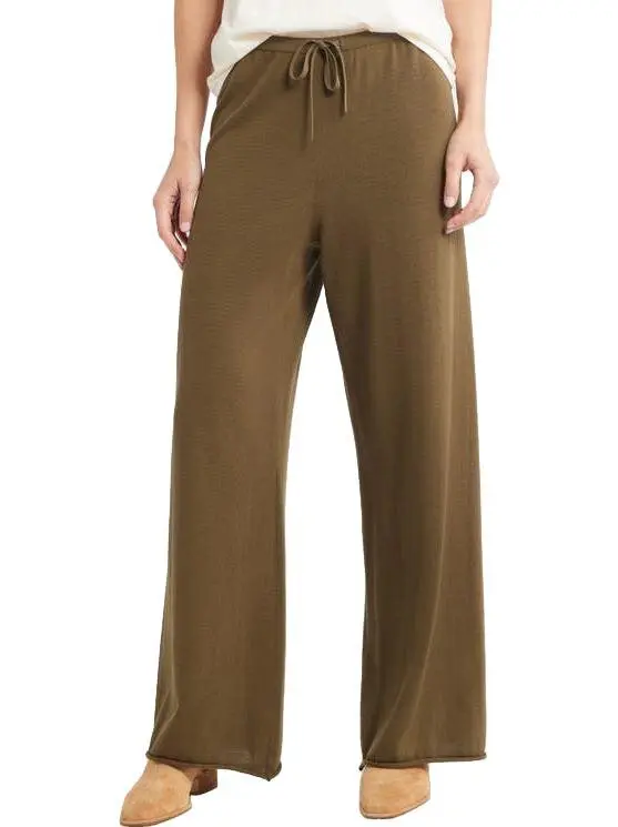 The Great. The Rec Wide Leg Sweater Pants - Army