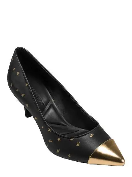 Karl Lagerfeld Paris Cap Toe Pump - Black/gold